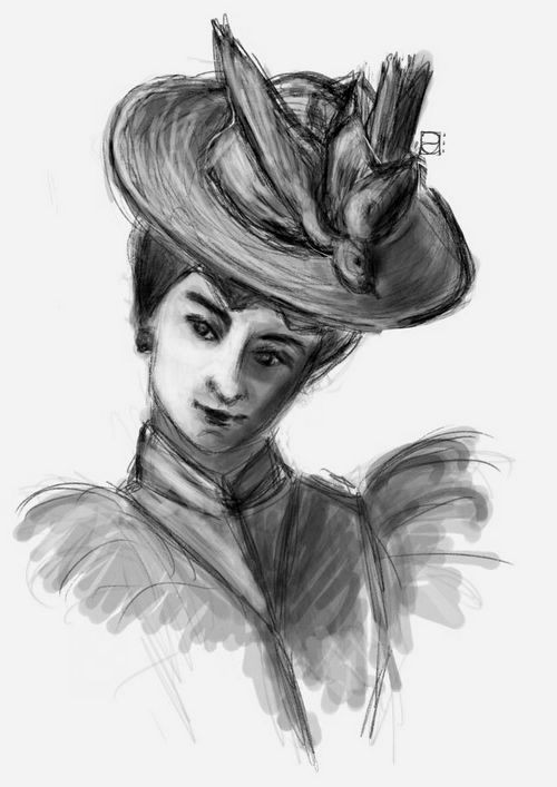 Lady with hat drawing by Sylwia J-D | Doodle Addicts