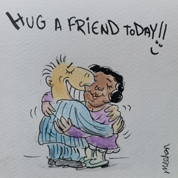 Hug a Friend Today drawing by David Meehan | Doodle Addicts