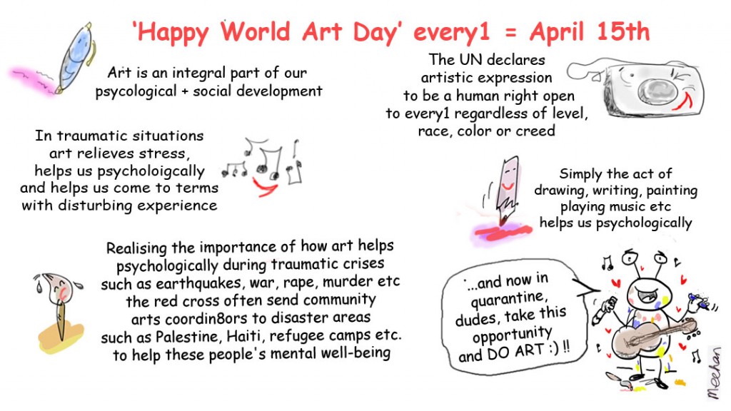 Happy World Art Day drawing by David Meehan | Doodle Addicts