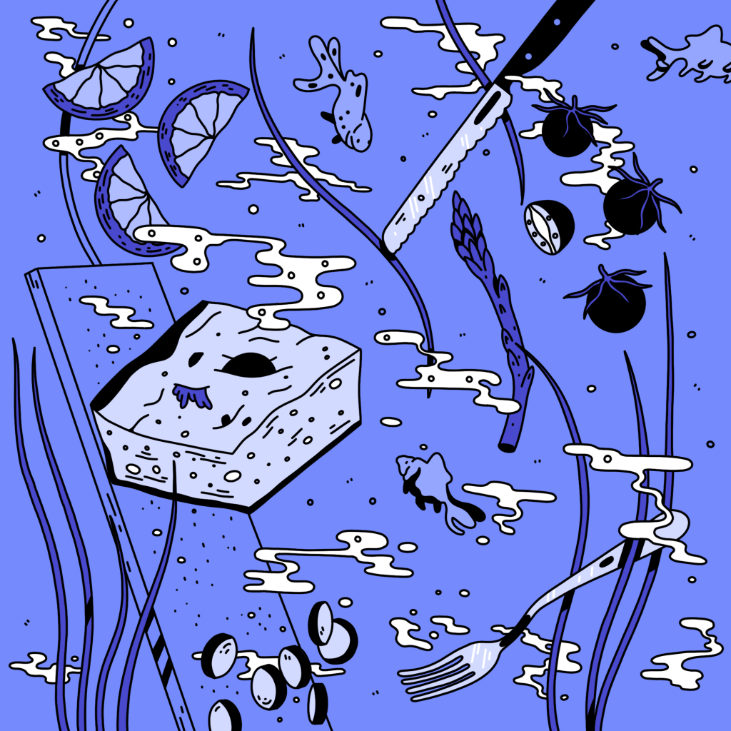 Fish & Focaccia drawing by Elle Duffey | Doodle Addicts