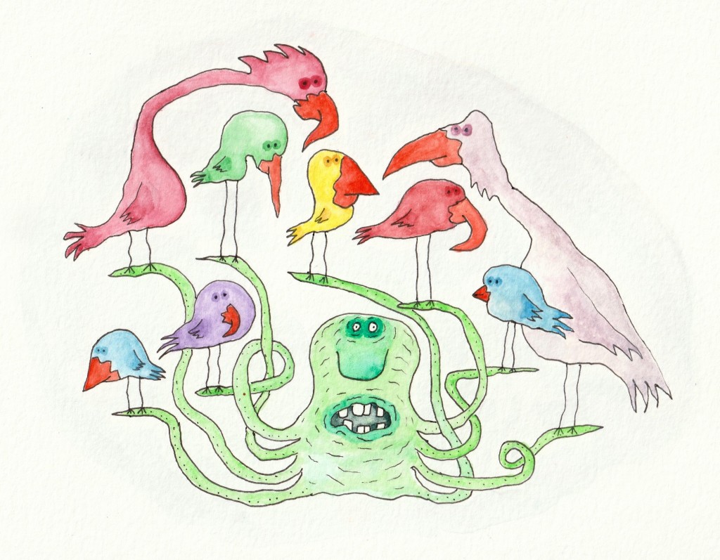 Octopus Bird Balance drawing by Jeff Syrop | Doodle Addicts