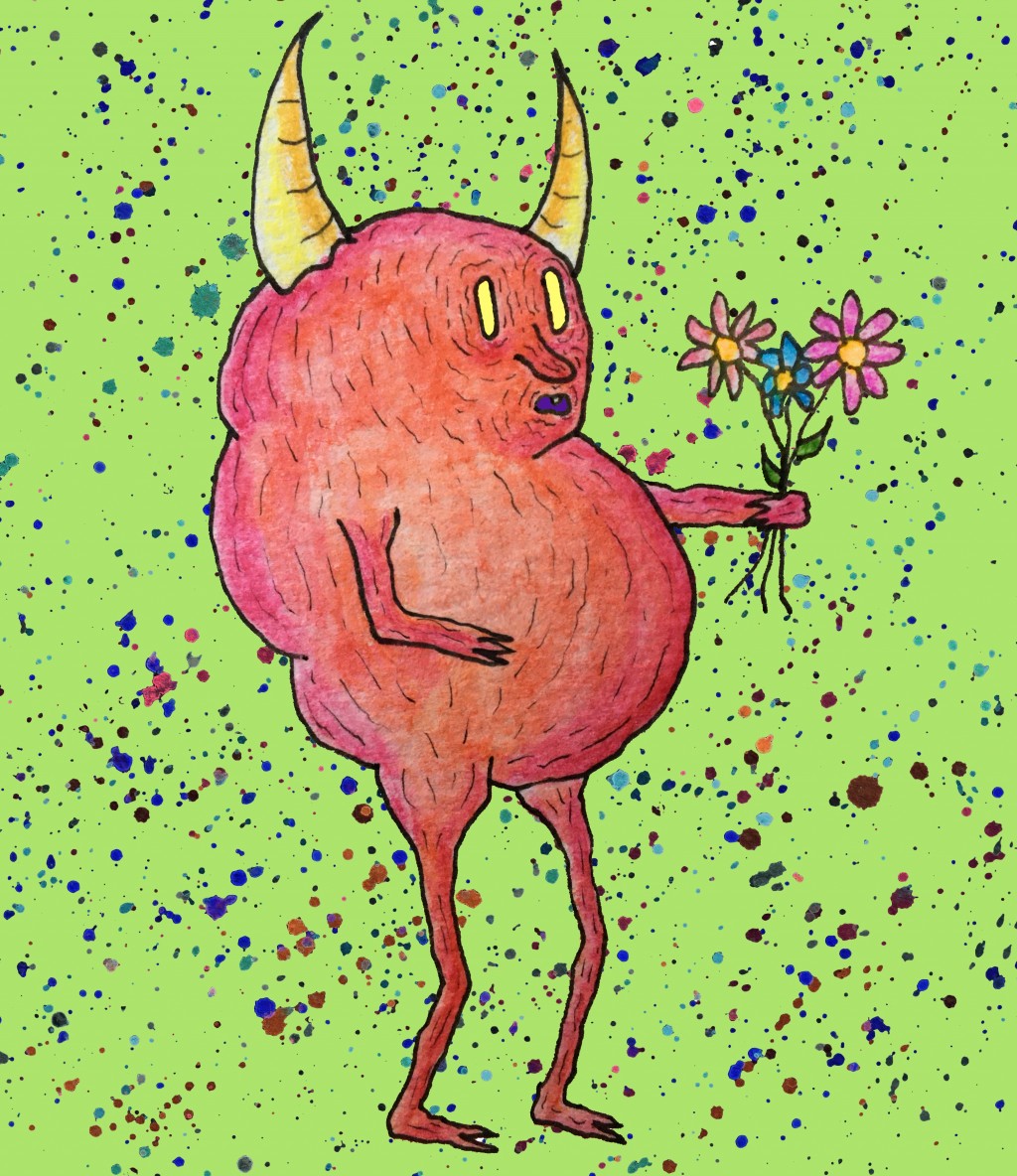 Devil and flowers drawing by Jeff Syrop | Doodle Addicts