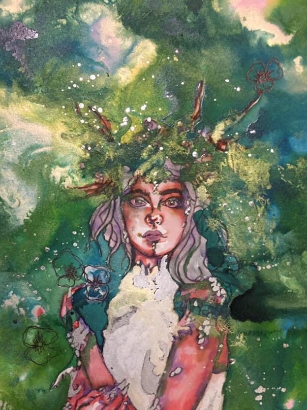 Green Goddess drawing by Adrian Amiro | Doodle Addicts