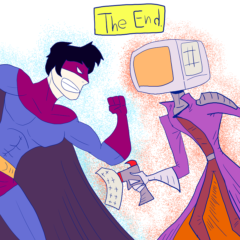 Doctor Mechratron VS Stalwart Man drawing by Josh Gee | Doodle Addicts