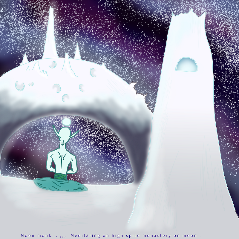 moon monk drawing by Josh Gee | Doodle Addicts