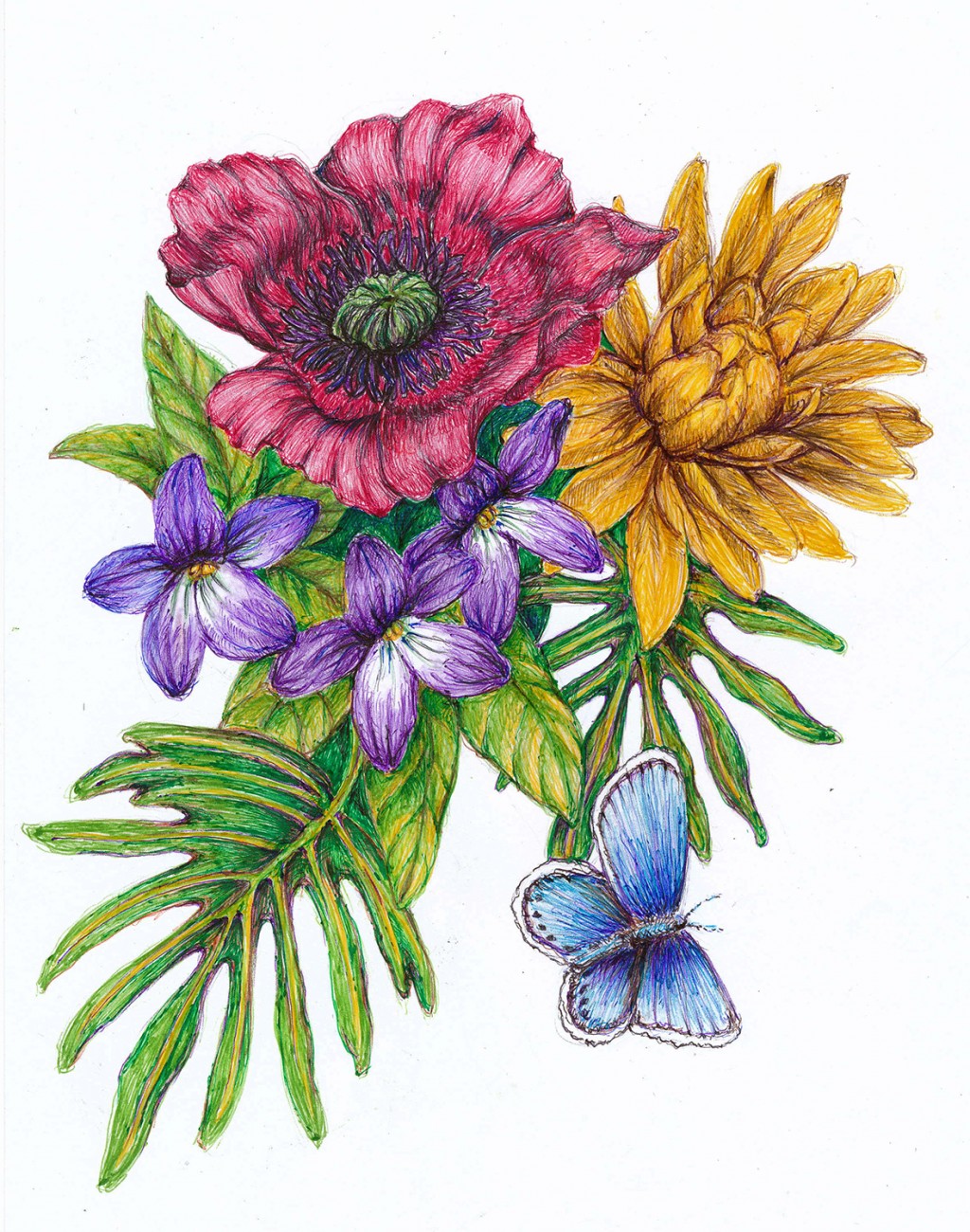 Flowers Drawing With Color Pencil | Best Flower Site