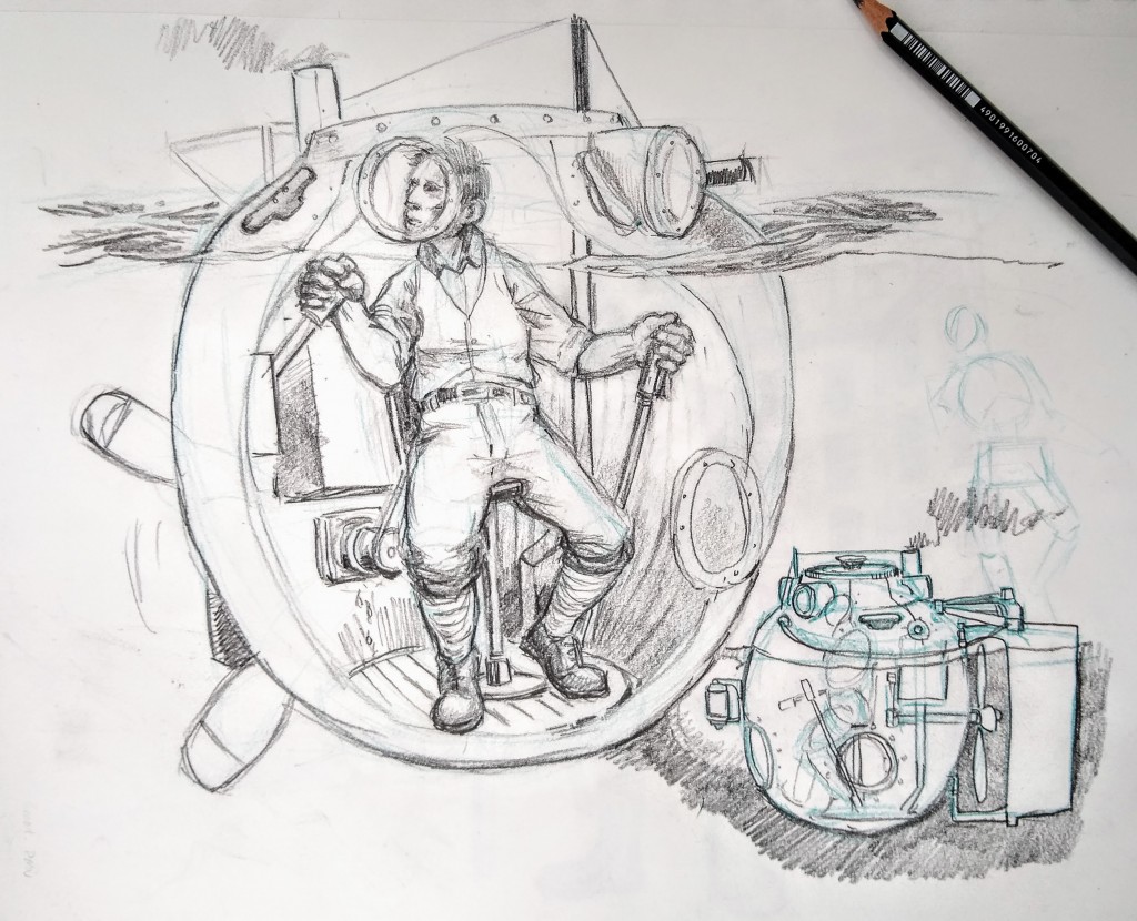 Submarine Sketch drawing by Erich von Hasseln | Doodle Addicts