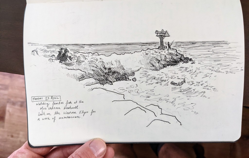 Monterey Breakwall - April 2022 drawing by Erich von Hasseln | Doodle ...