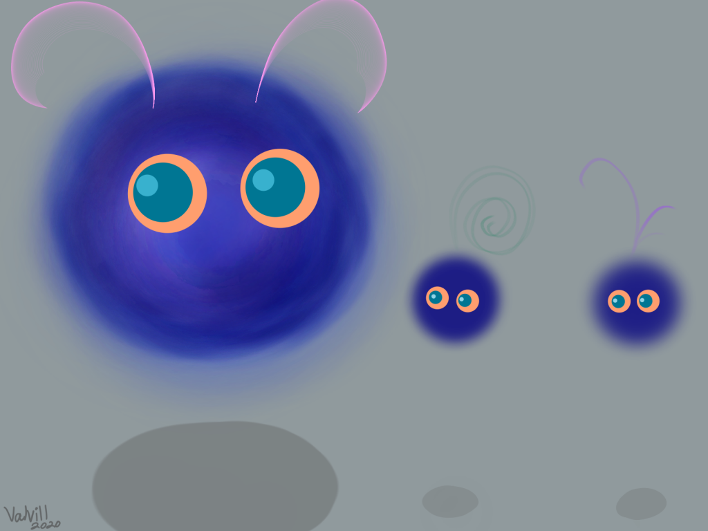 floating fuzzballs drawing by Valeria | Doodle Addicts