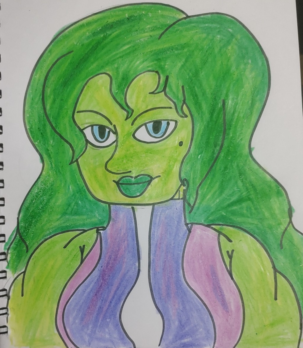 The Sensational She Hulk (colored with crayons) drawing by Valeria ...