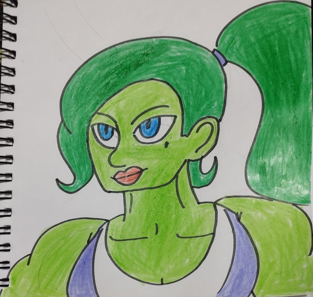 The Sensational She Hulk (colored with crayons) drawing by Valeria ...