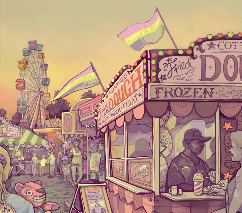 Fairground drawing by Melissa Scheu | Doodle Addicts