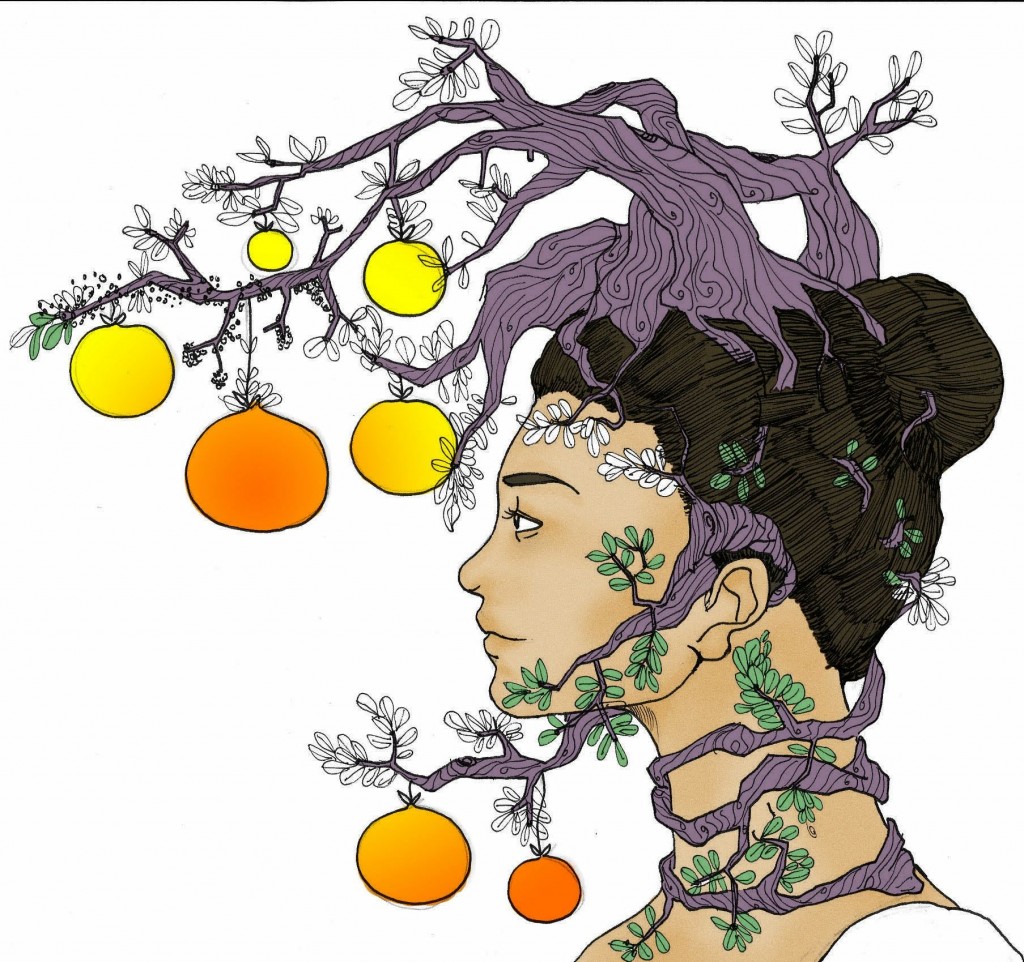 Girl with Fruit drawing by Margaret | Doodle Addicts