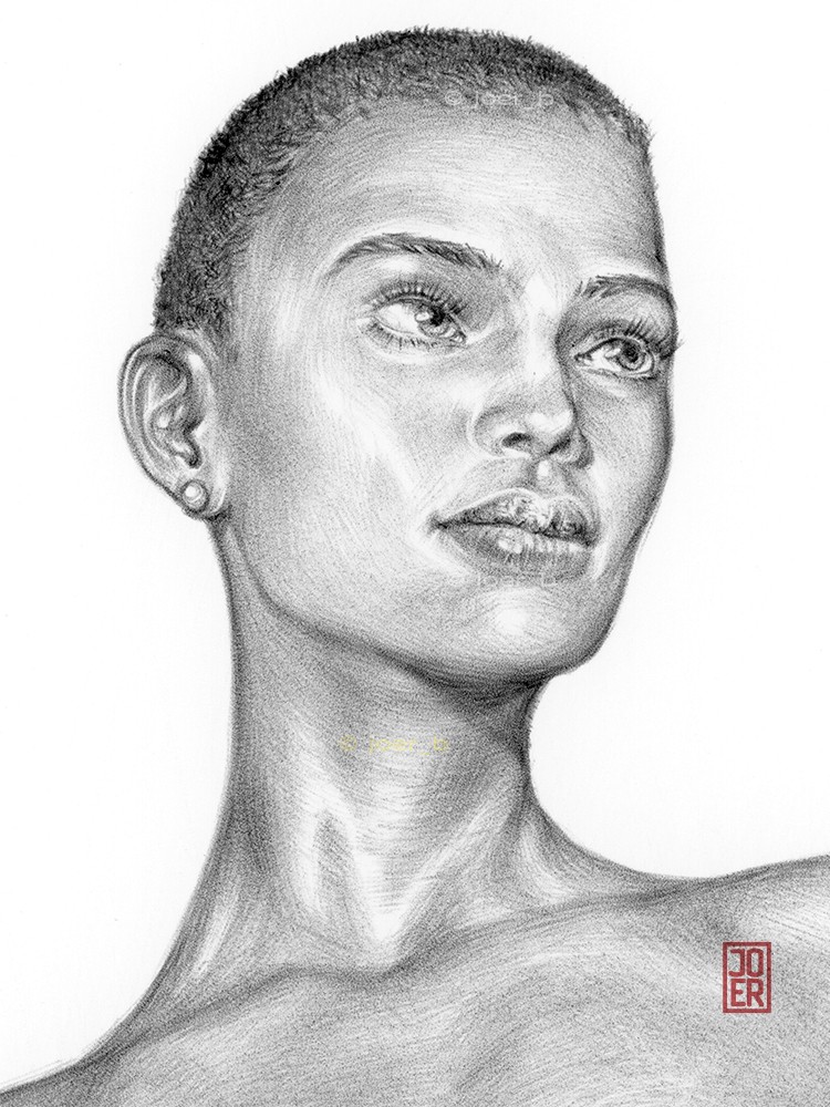 Imani Akimbo (b&w conversion) drawing by Joer_B | Doodle Addicts