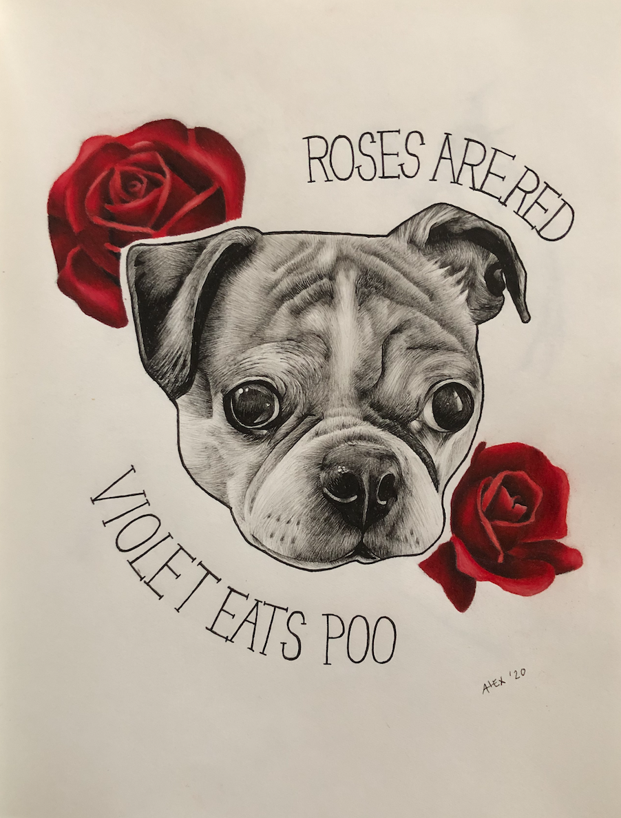 Violet Eats Poo drawing by Alex Petrarca | Doodle Addicts