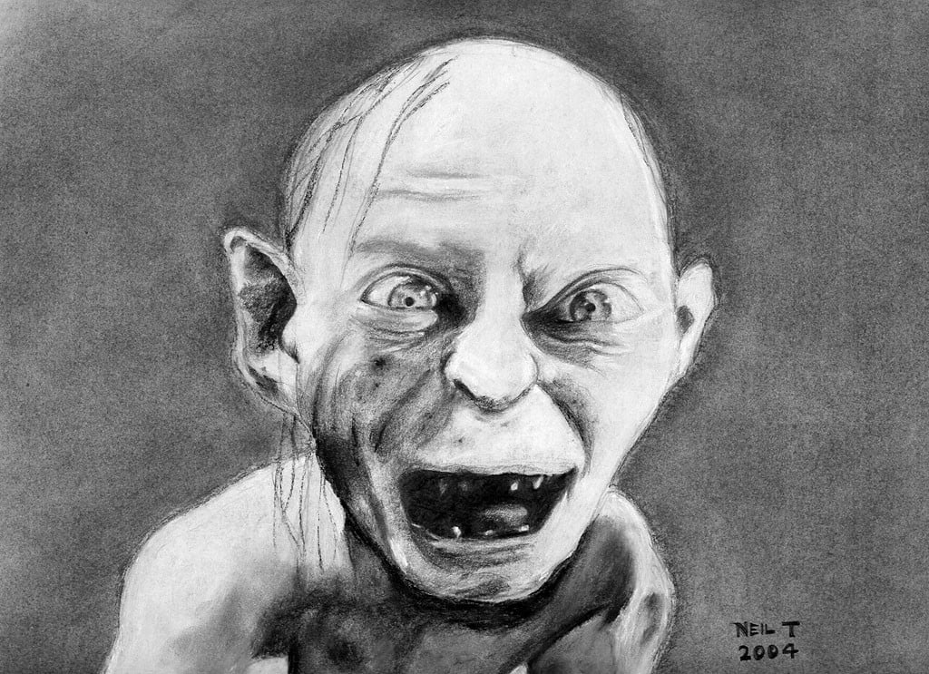Gollum Drawing By Neil Tackaberry Doodle Addicts