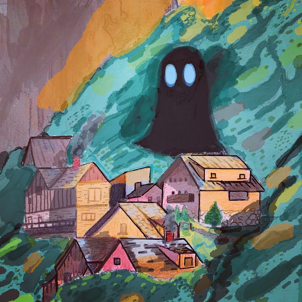 Cute little village drawing by Cecelia Ann | Doodle Addicts