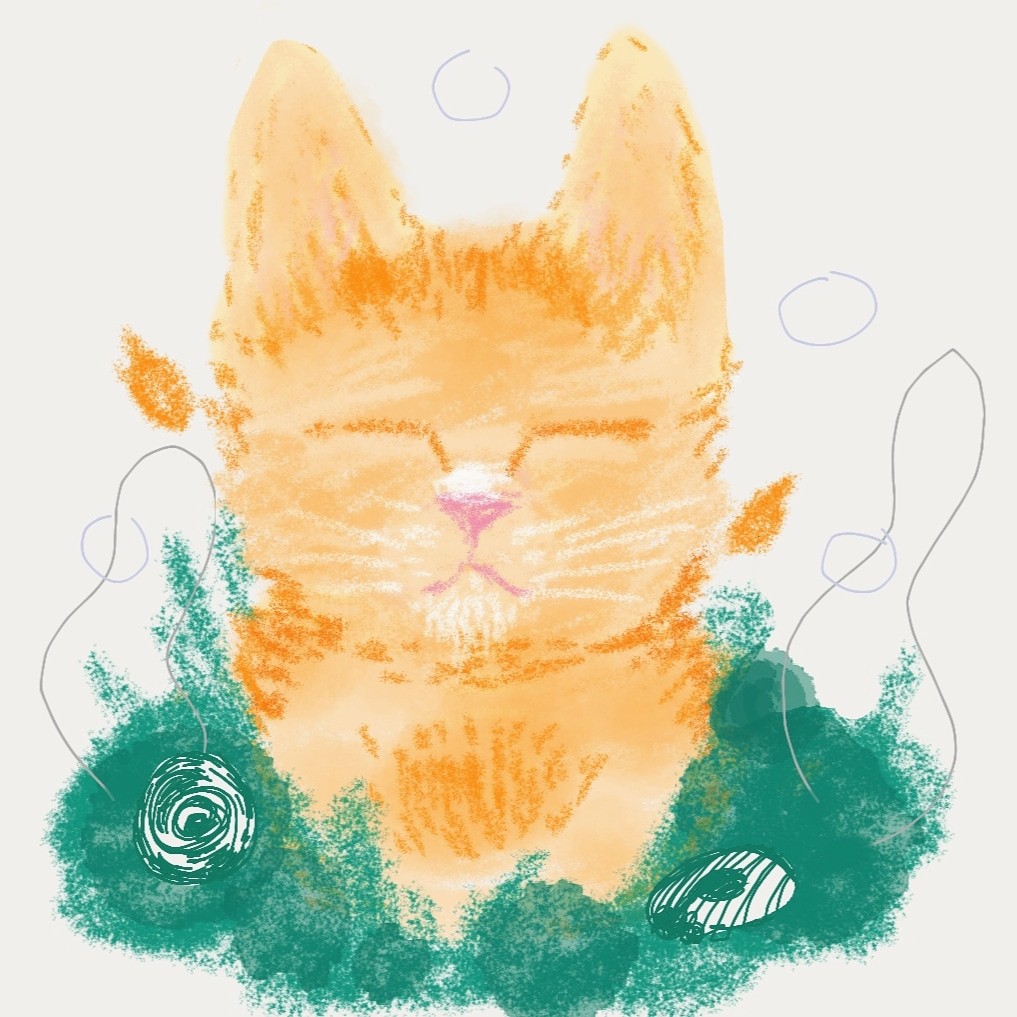 Chilled Kitty drawing by Cecelia Ann | Doodle Addicts