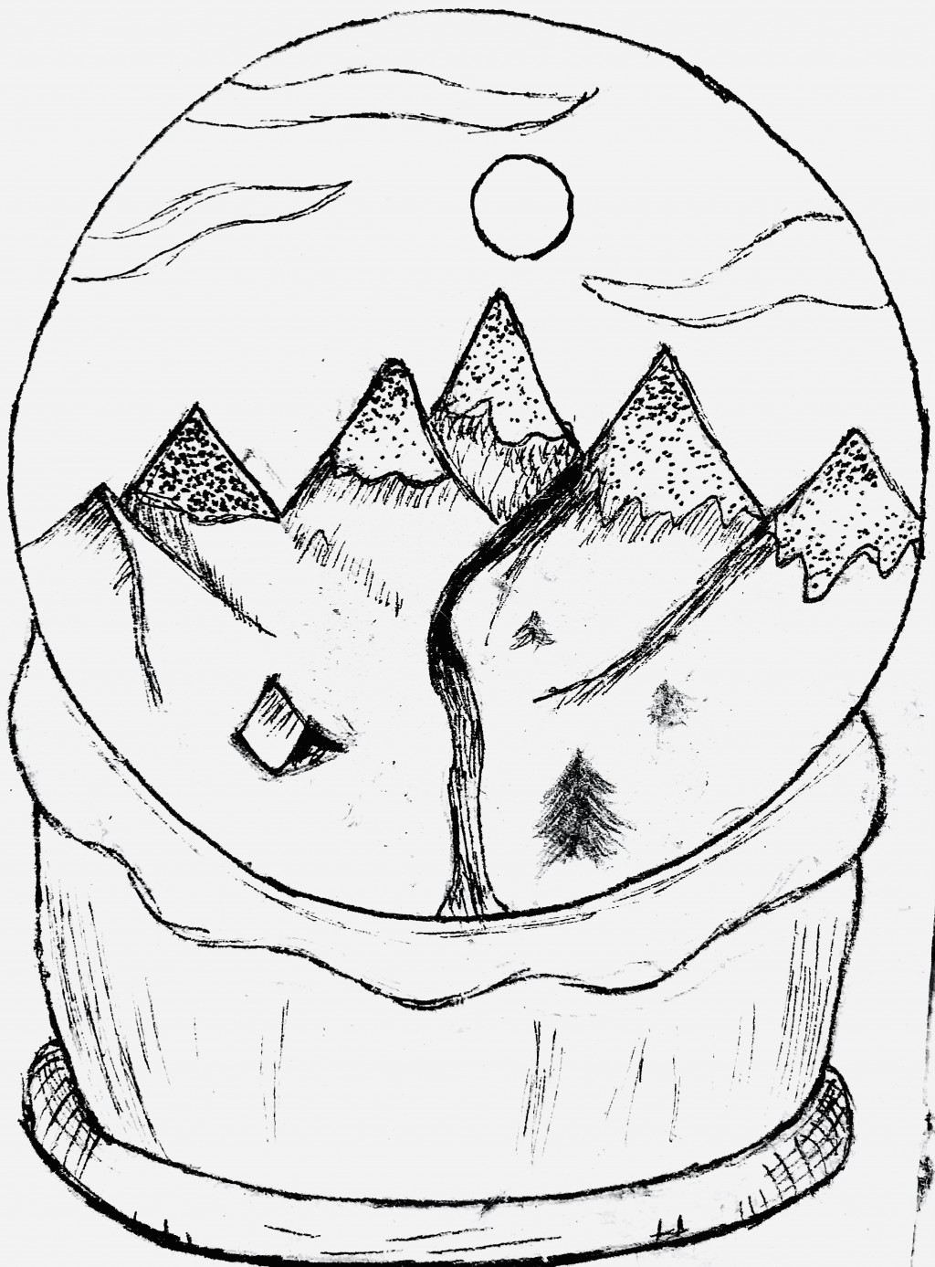 Snow Globe drawing by Suzette | Doodle Addicts