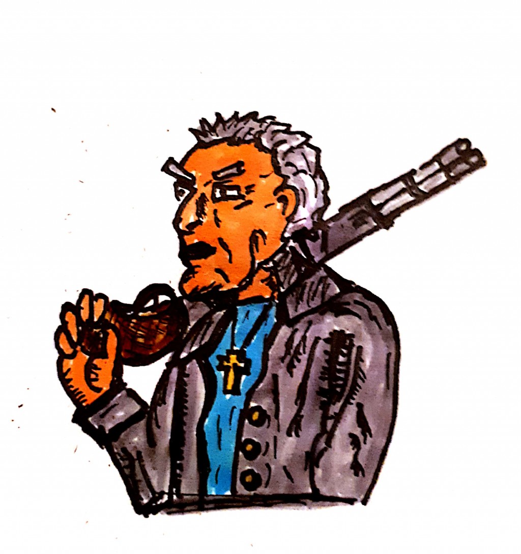 Old man with rifle drawing by Daniel Gräfen | Doodle Addicts