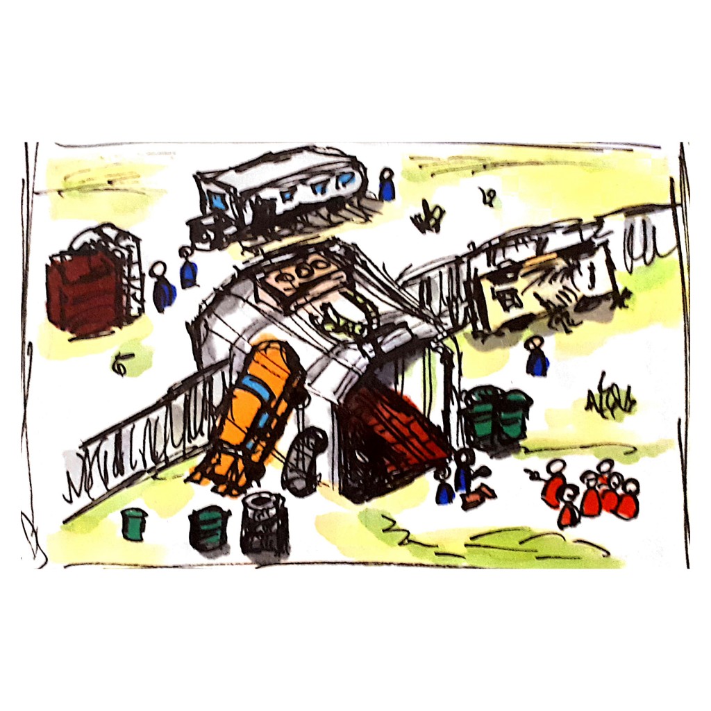 Post-apocalyptic border post drawing by Daniel Gräfen | Doodle Addicts