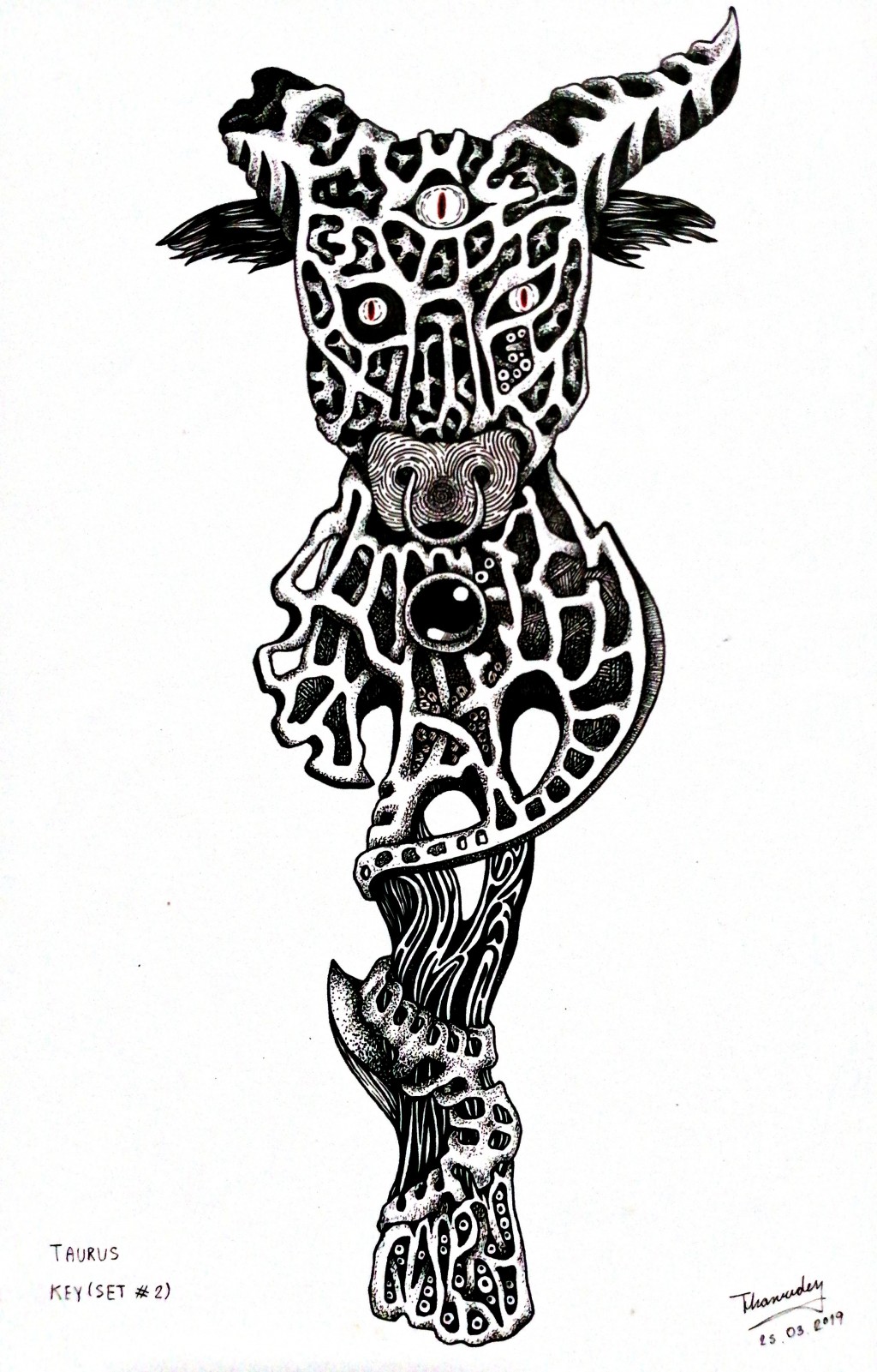 Character Design 12 Zodiac: Taurus drawing by Thanrudee | Doodle Addicts