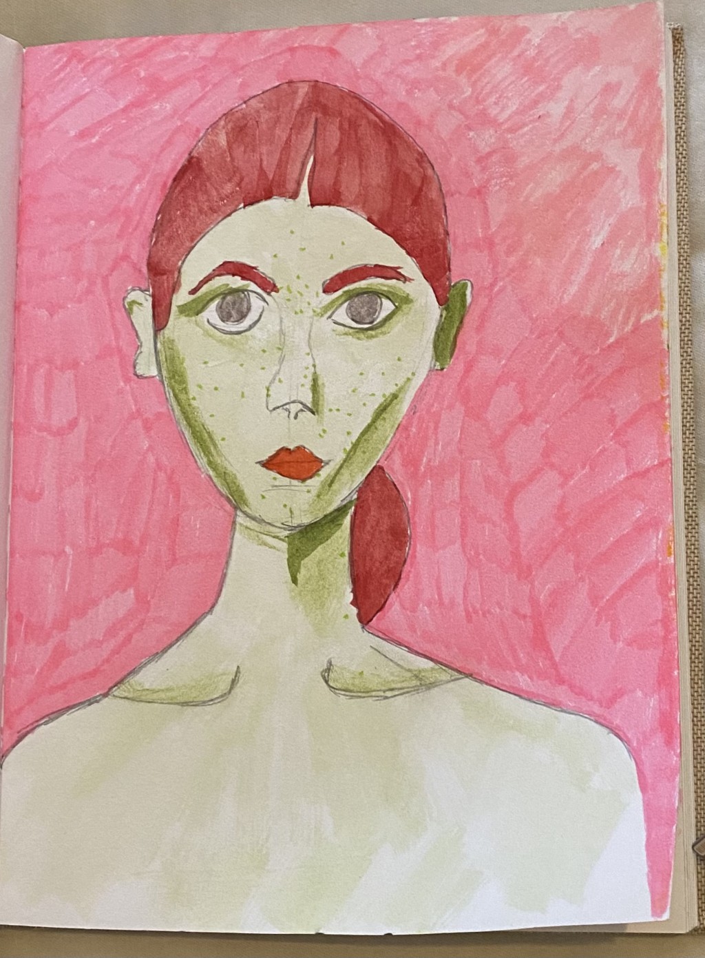 Green face woman drawing by Aisha | Doodle Addicts