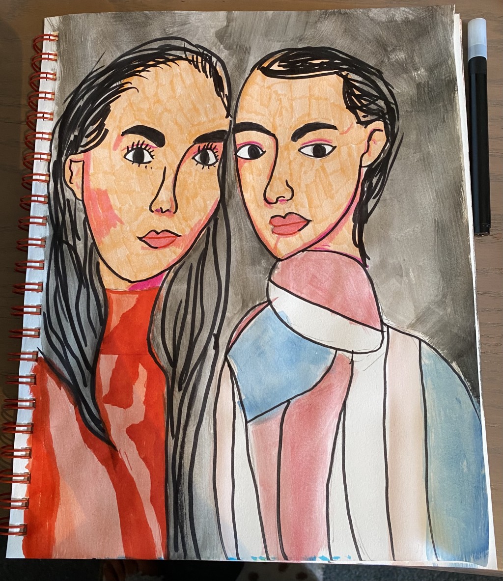 The two women drawing by Aisha | Doodle Addicts
