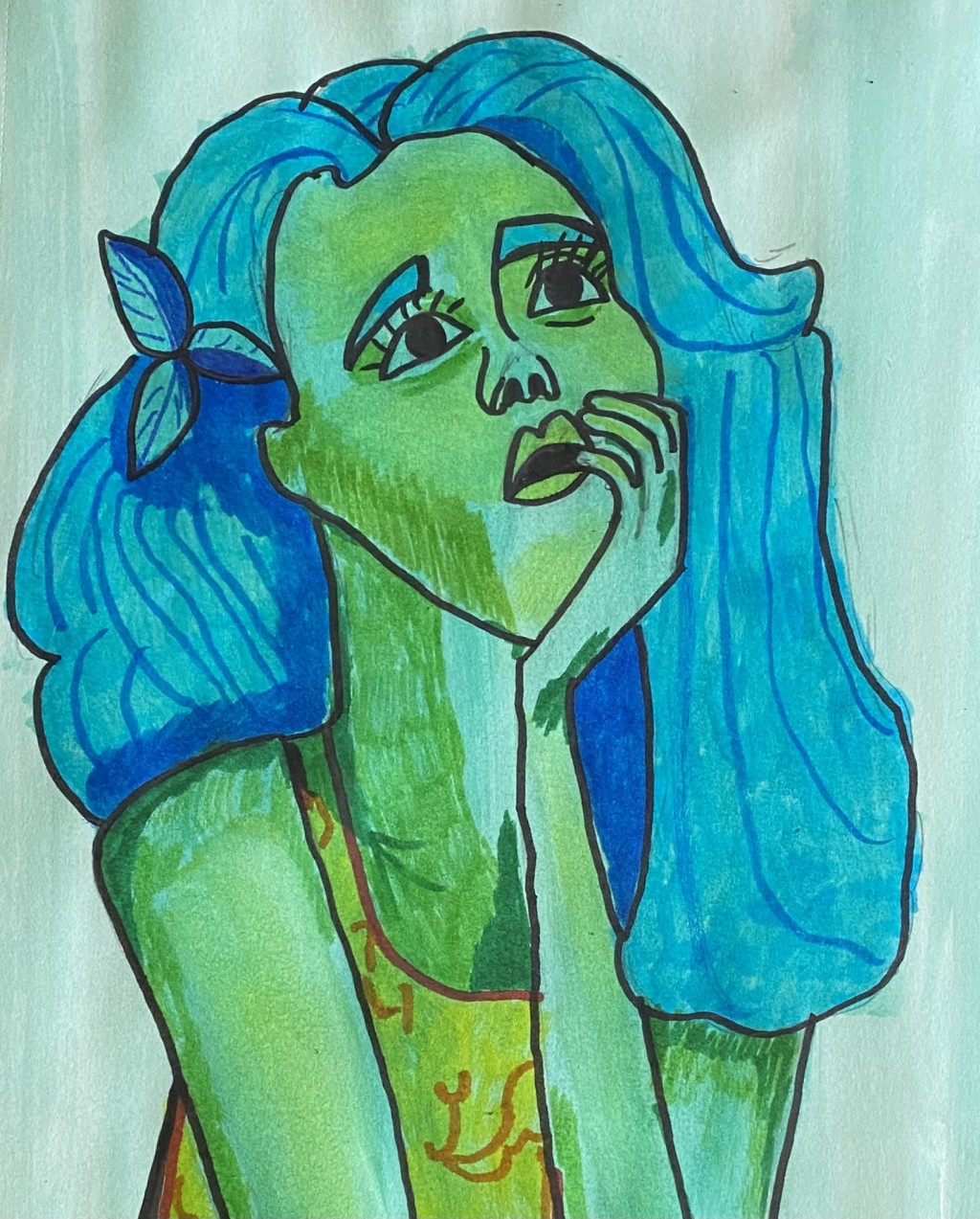 The green woman drawing by Aisha | Doodle Addicts