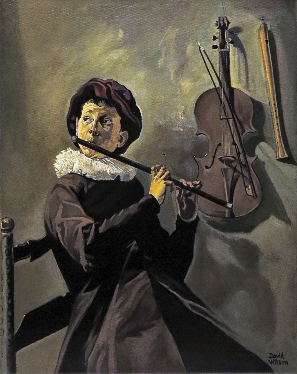 "The Flute Player" drawing by David Wilson | Doodle Addicts