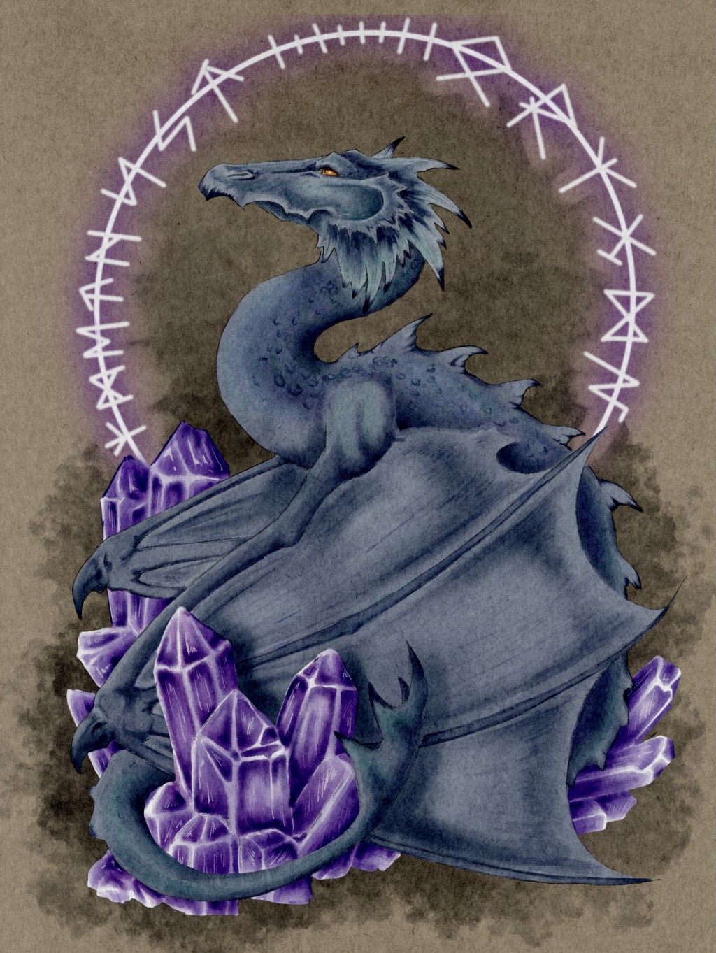 Amethyst Dragon drawing by Nicola Burton | Doodle Addicts