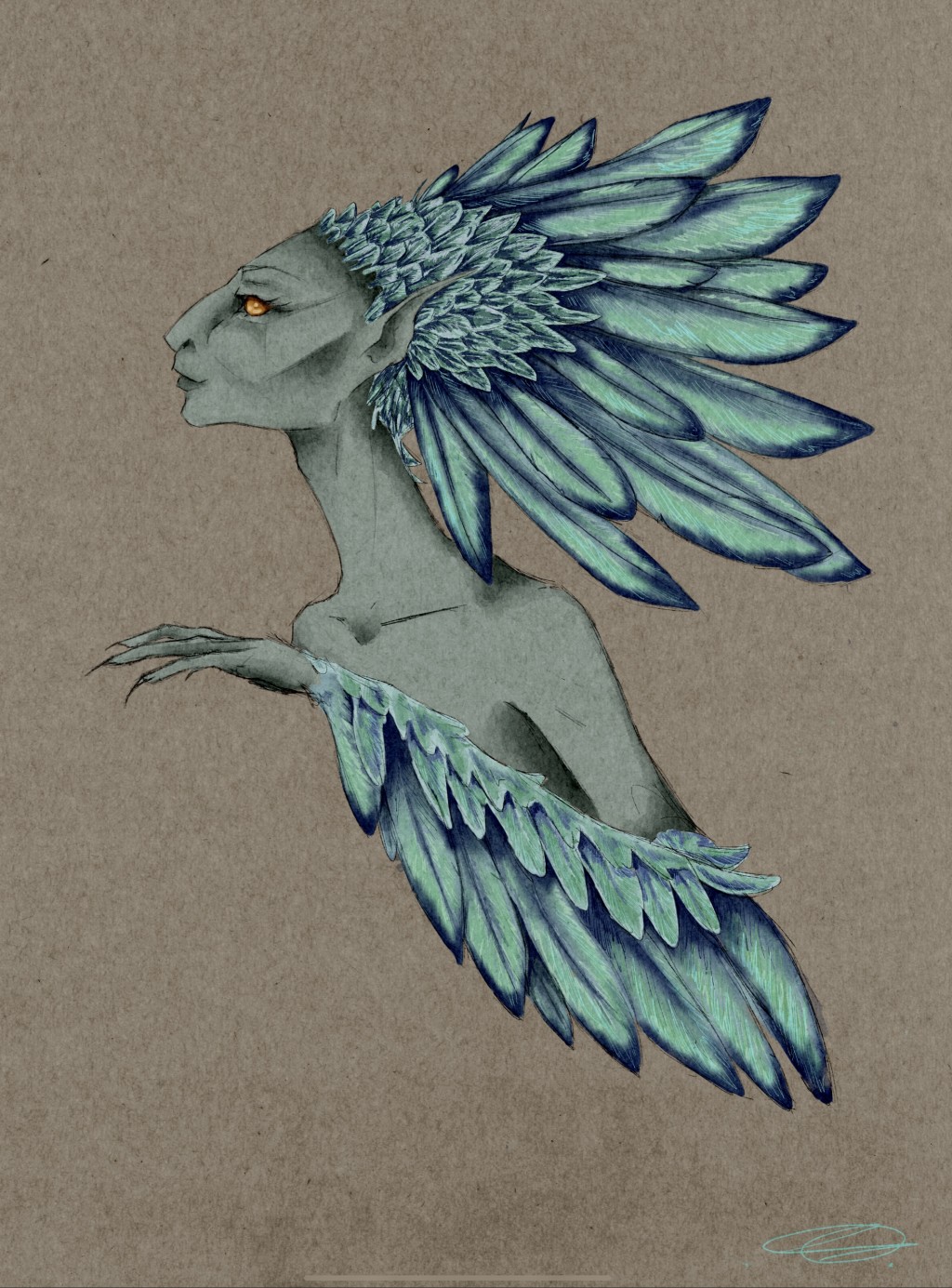 Bird/lady concept drawing by Nicola Burton | Doodle Addicts