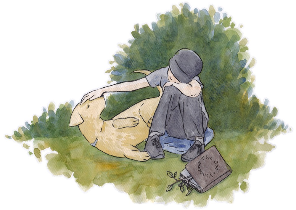 A boy and his dog drawing by Vi | Doodle Addicts