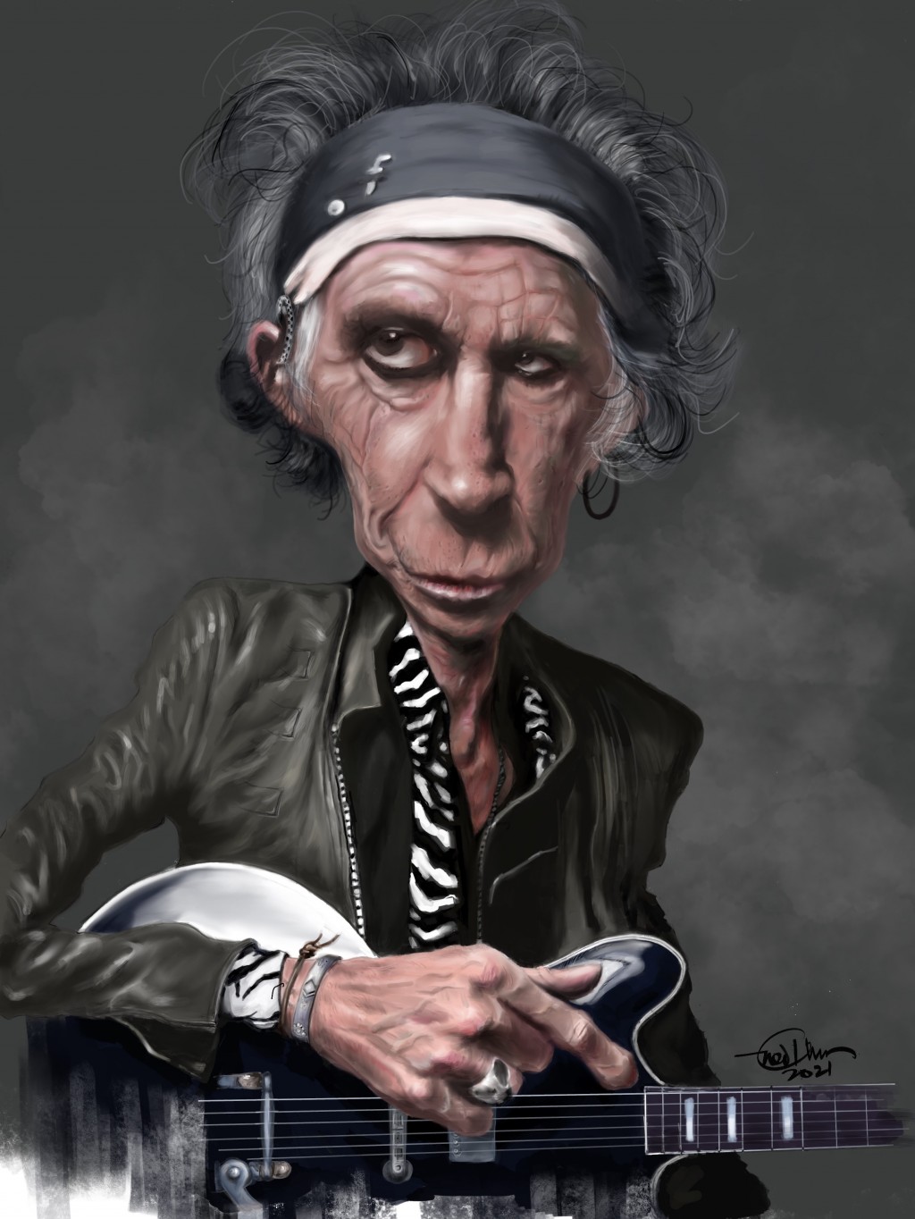 My caricature painting fanart of Keith Richards drawing by Neil Anoba ...