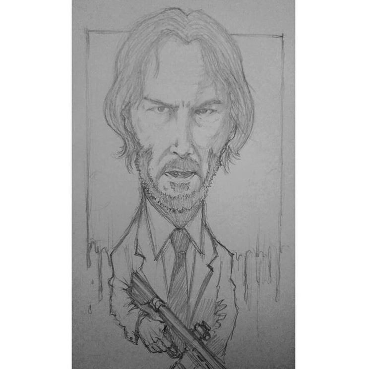 John Wick caricature drawing by Neil Anoba | Doodle Addicts