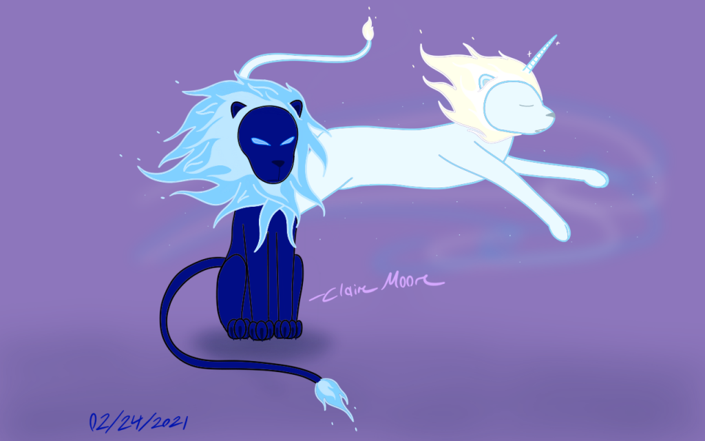 Moon lion and Sky lion drawing by Claire Moore | Doodle Addicts