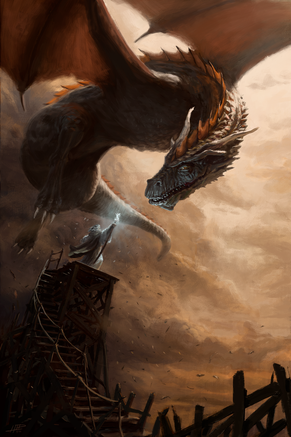 The Dragon and The Wizard drawing by Juan Pedro Ramos Ponce | Doodle ...