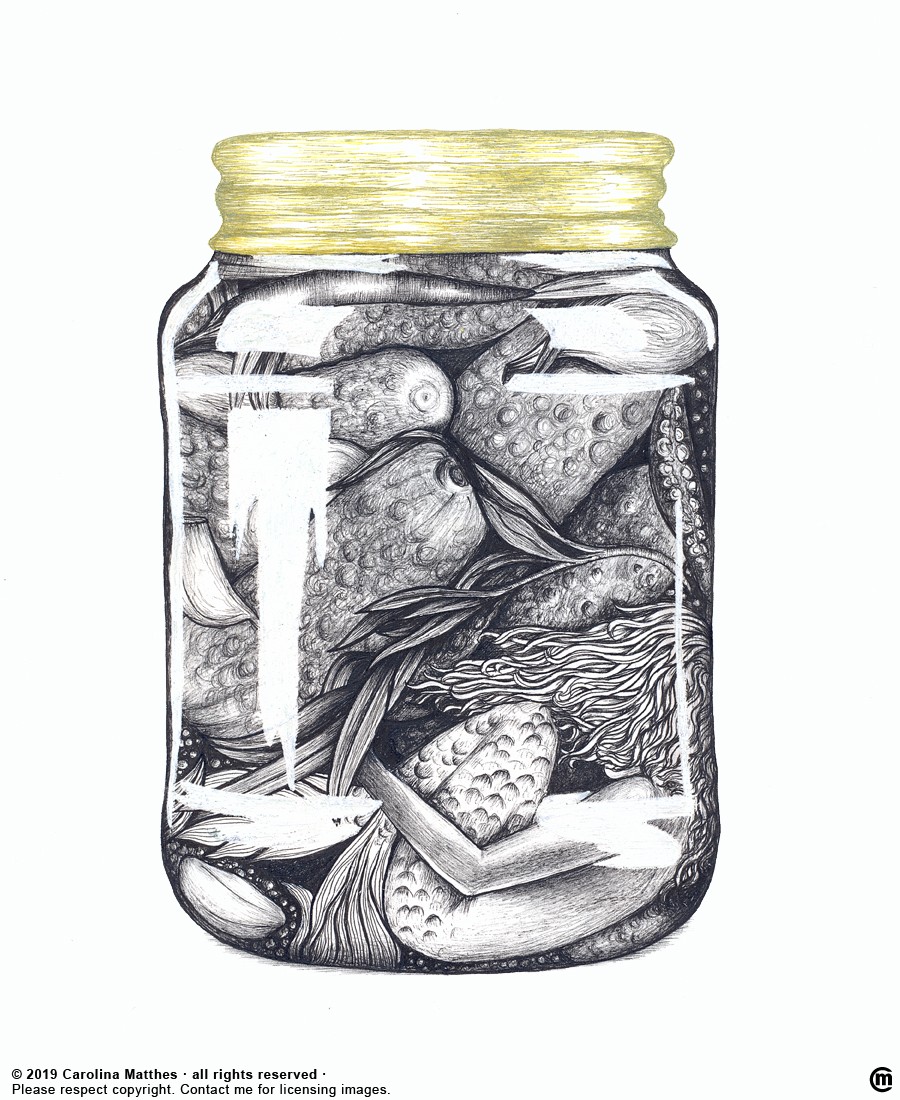 Pickled Mermaid drawing by InkCatsAndMore | Doodle Addicts