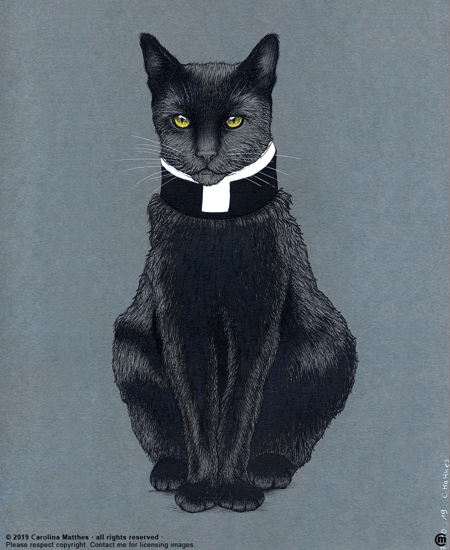 Priest Cat drawing by InkCatsAndMore | Doodle Addicts
