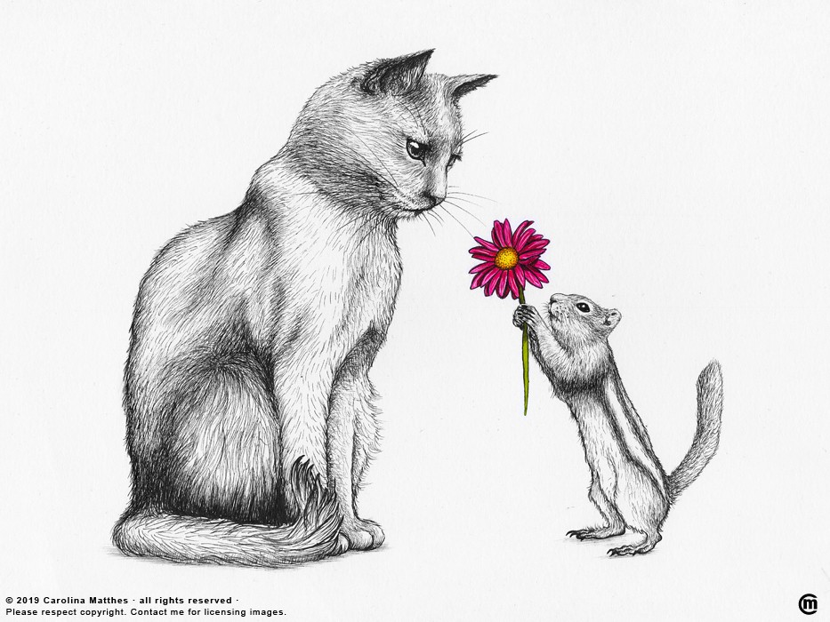 Doting Chipmunk drawing by InkCatsAndMore | Doodle Addicts