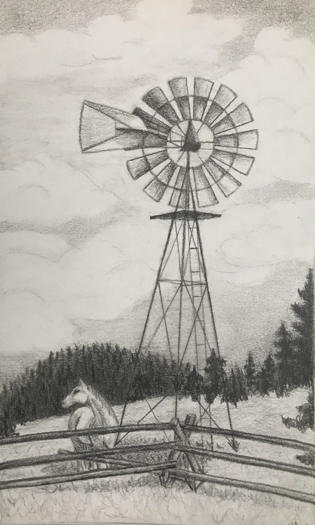 Farm windmill drawing by Misti | Doodle Addicts