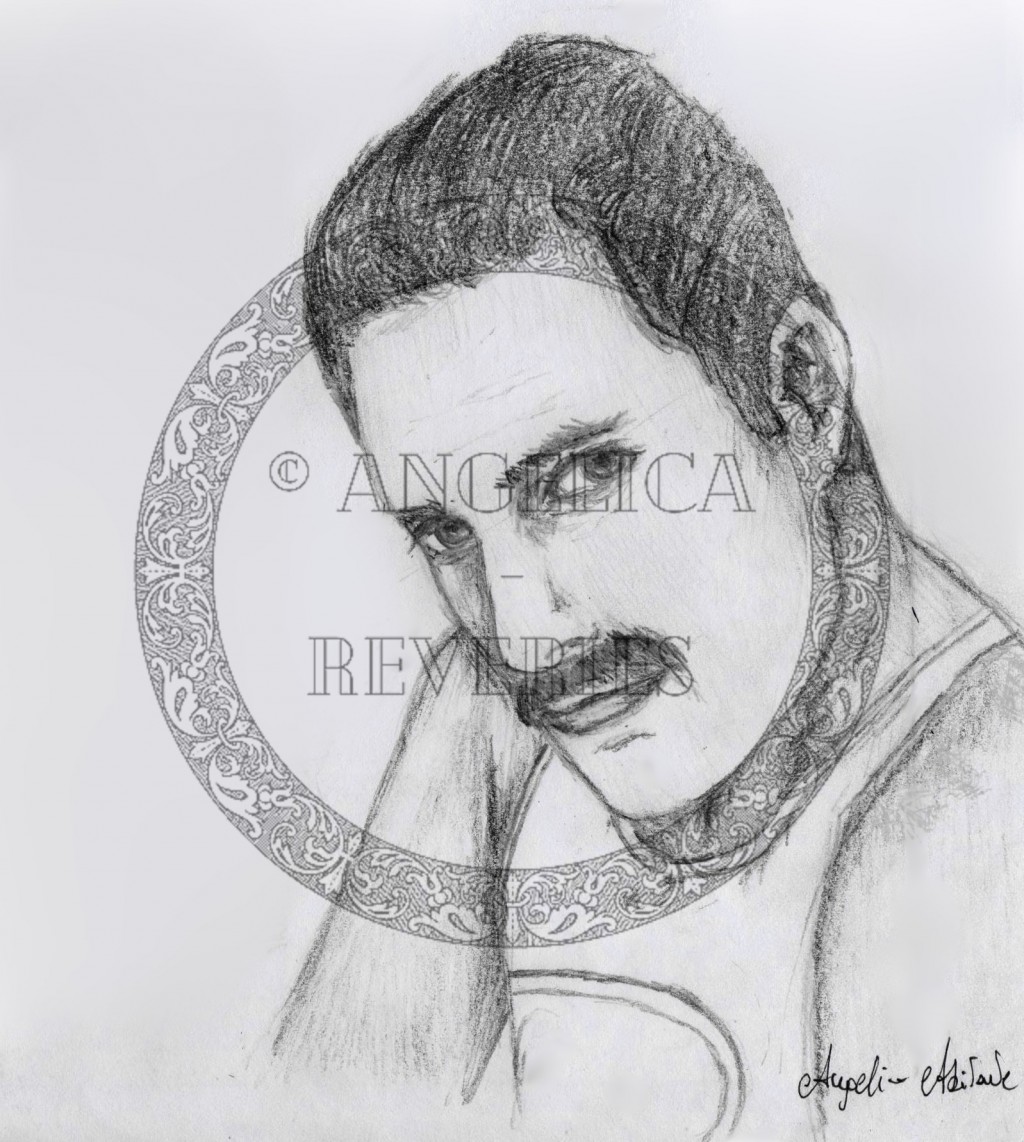 Freddie Mercury, graphite on paper drawing by Angelica Abitante ...