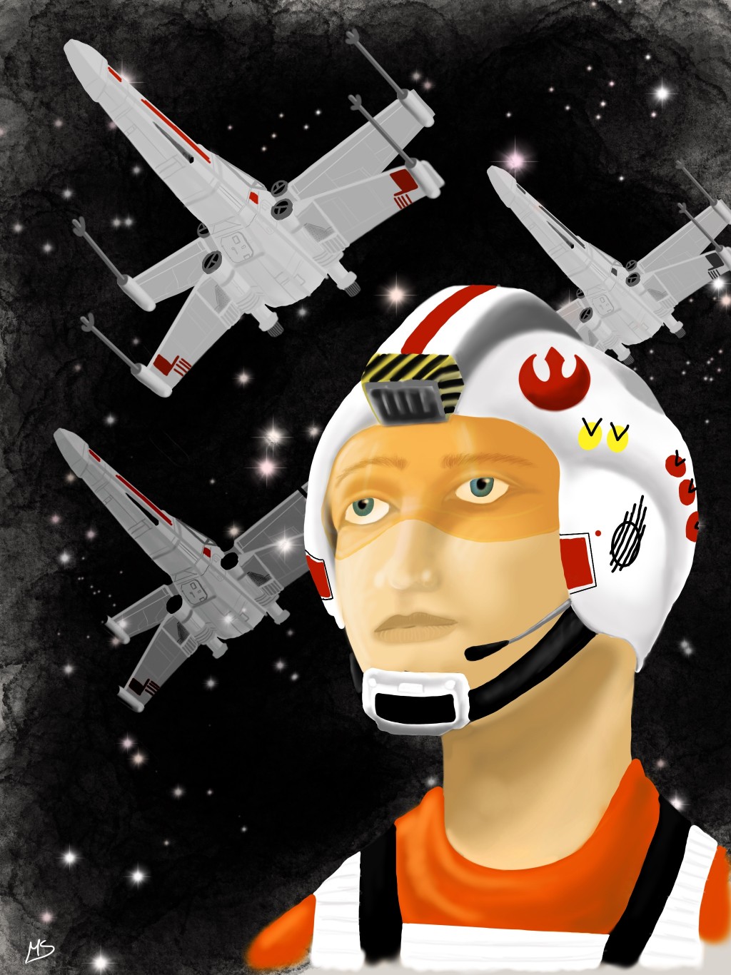 X-Wing Pilot drawing by Marli Stuber | Doodle Addicts