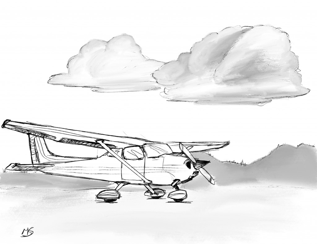 Cessna Skyhawk Sketch drawing by Marli Stuber | Doodle Addicts