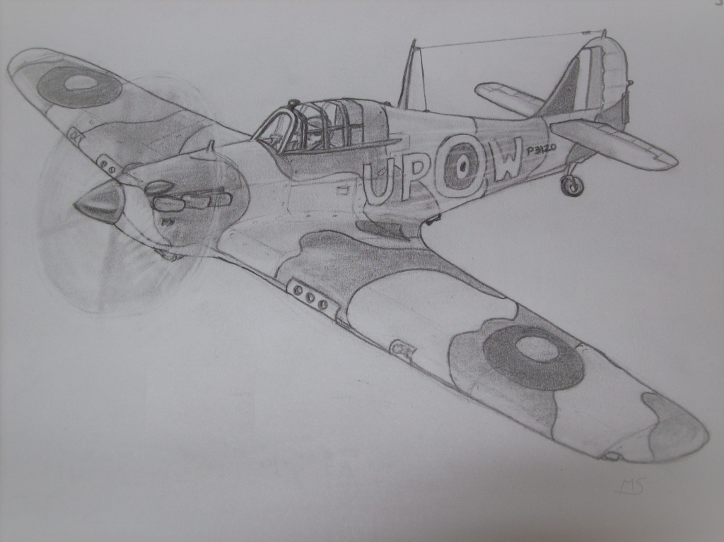 Hawker Hurricane Mk.1 drawing by Marli Stuber | Doodle Addicts
