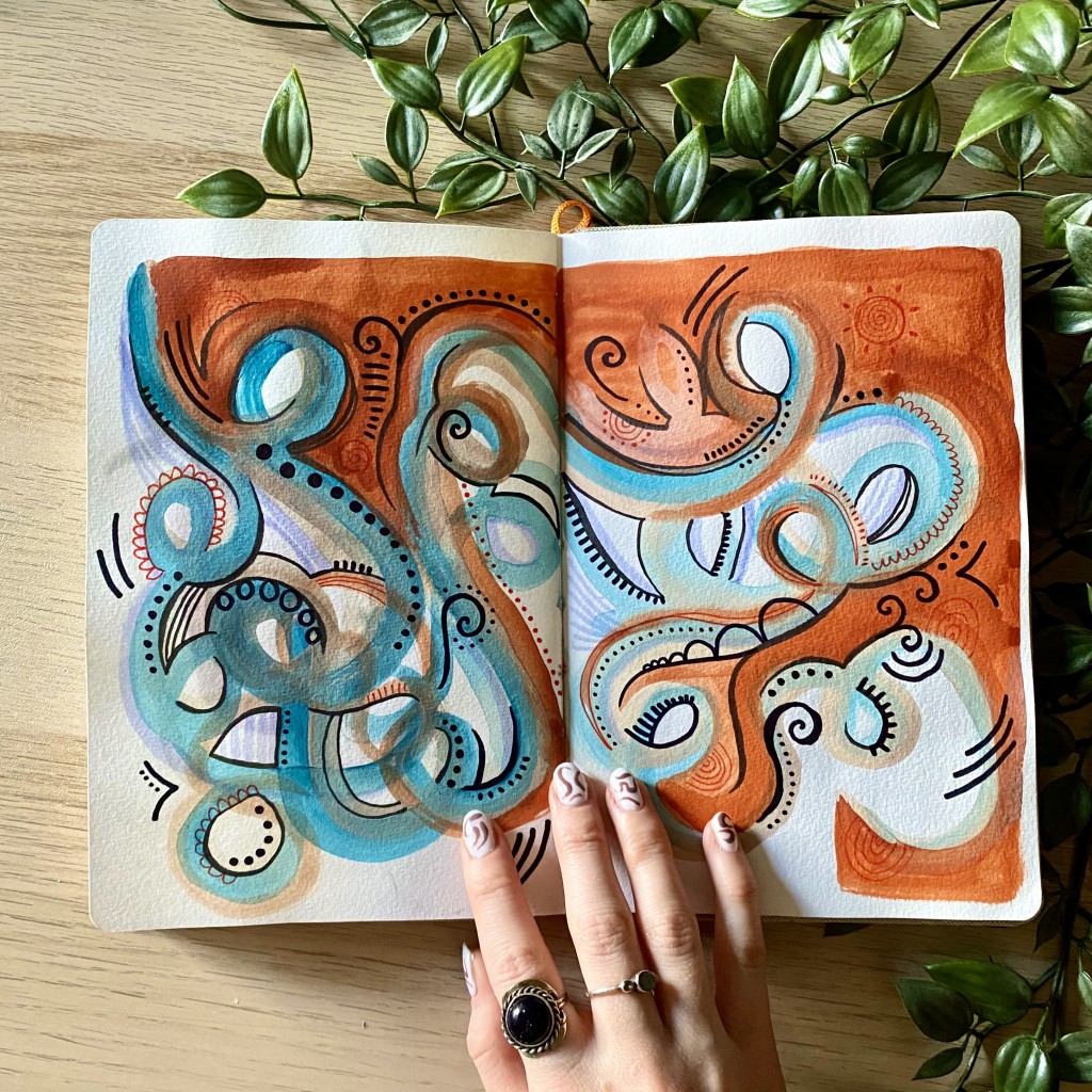 Complementary Color Abstract Design drawing by Brianna Eisman | Doodle ...