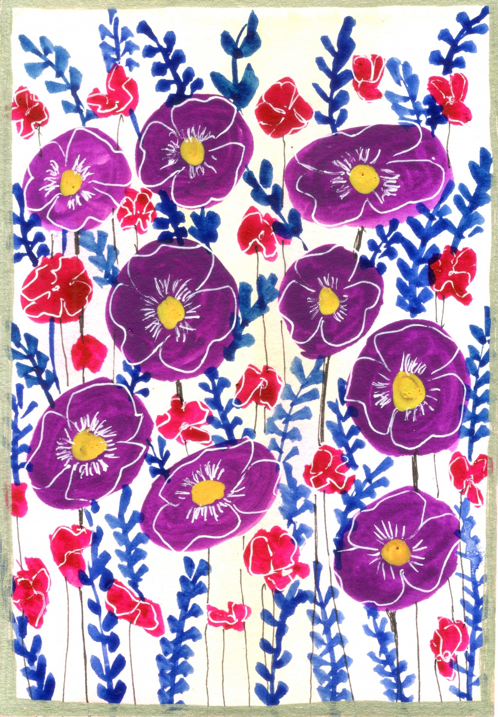 Flower gouache drawing by Jayanthi Ratna C | Doodle Addicts