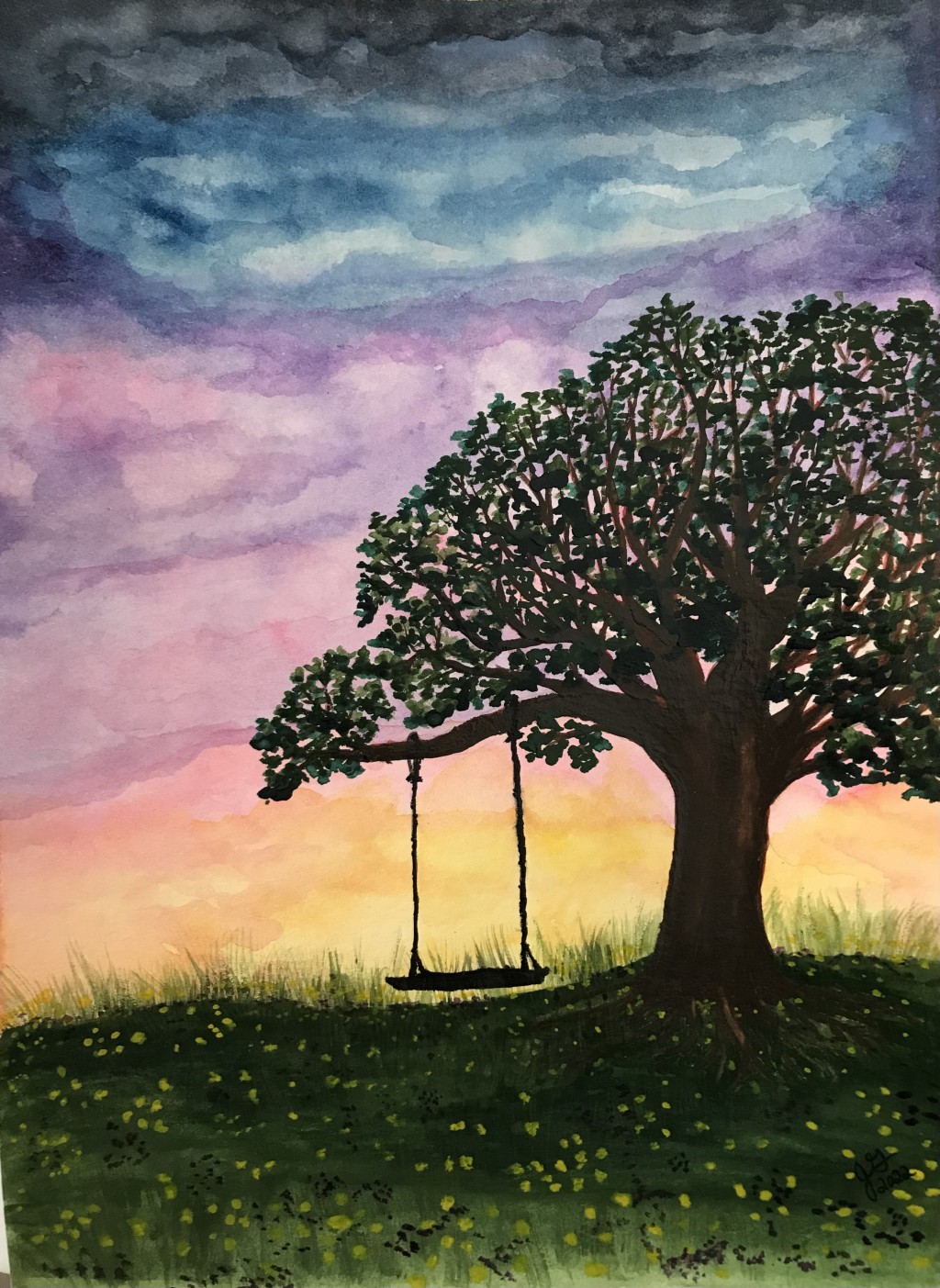 Swing sunrise drawing by Jean Garro | Doodle Addicts