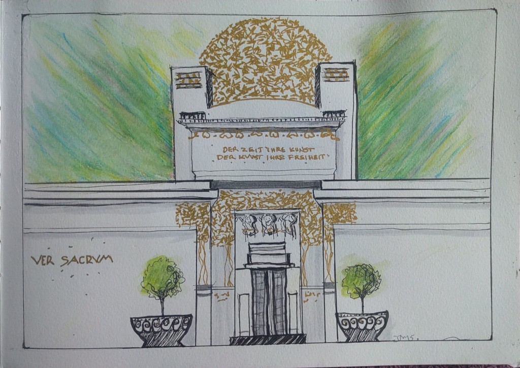 The iconic Secession in Vienna. drawing by Jennifer | Doodle Addicts