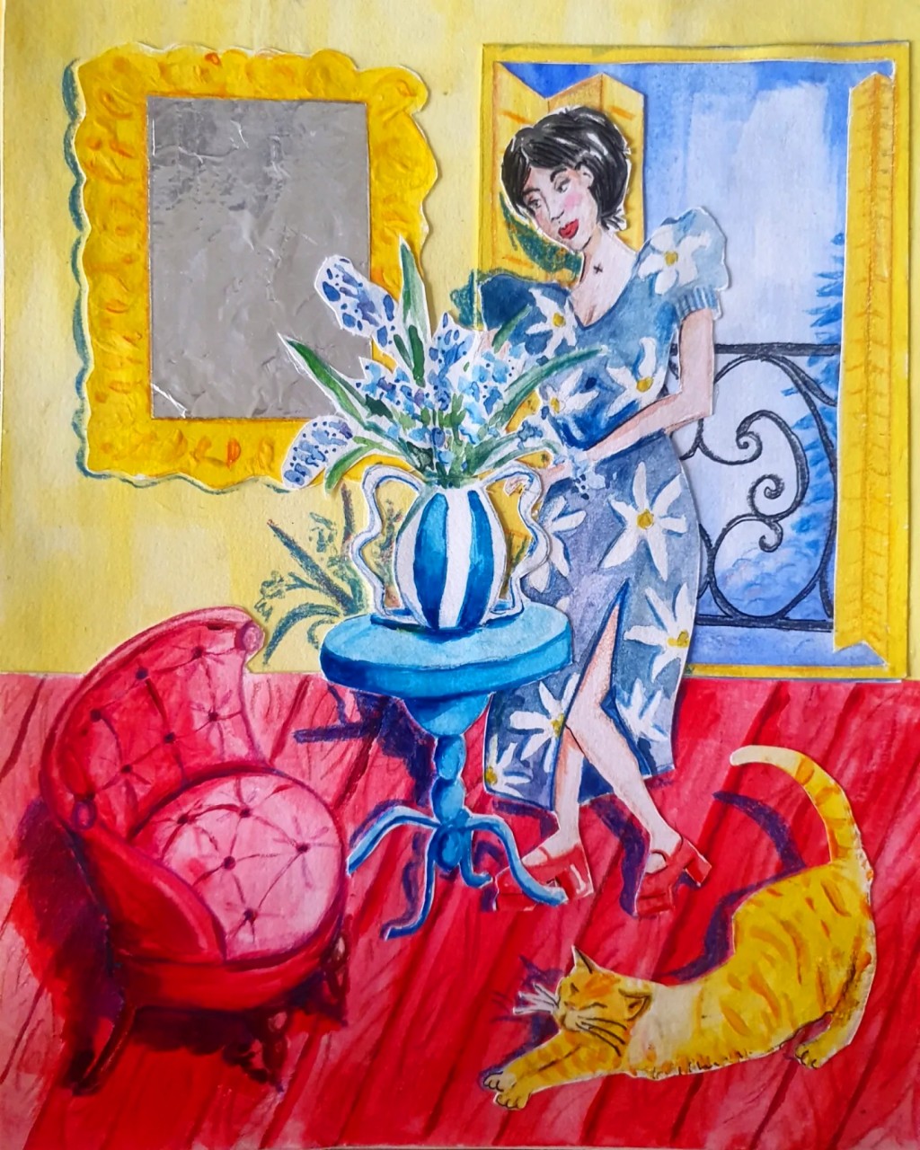 Fanny in the living room drawing by Anna | Doodle Addicts